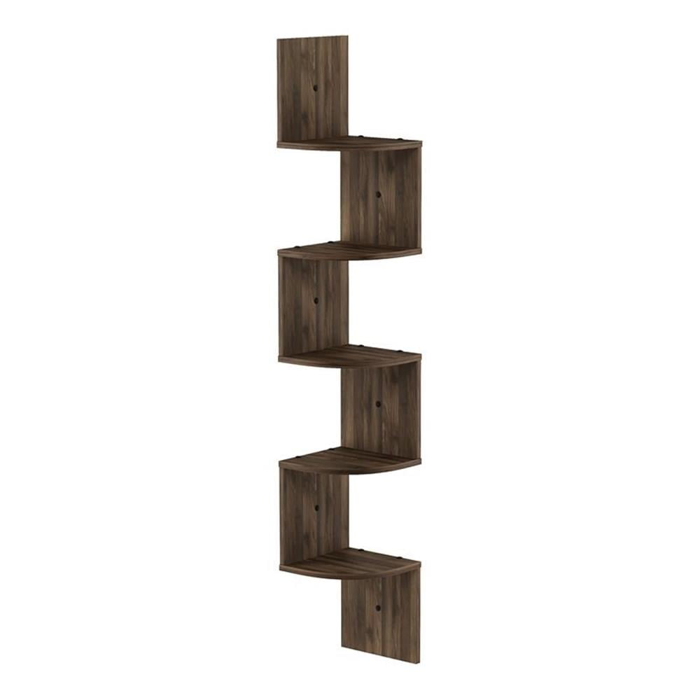 Pemberly Row Wood Wall Mount Floating Radial Corner Shelf in Columbia ...