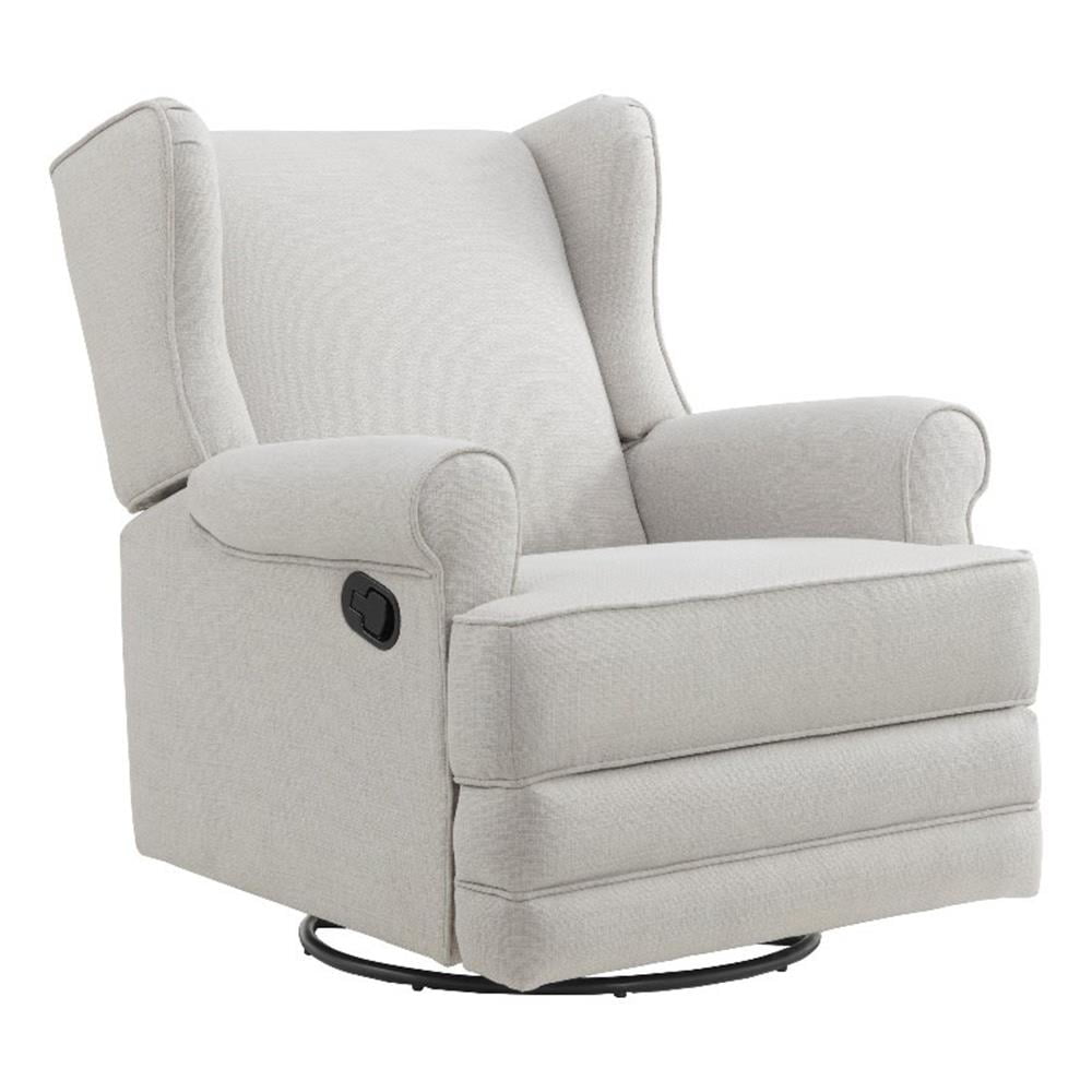 Pemberly Row Wood and Fabric Swivel Glider & Recliner in Sand Beige ...