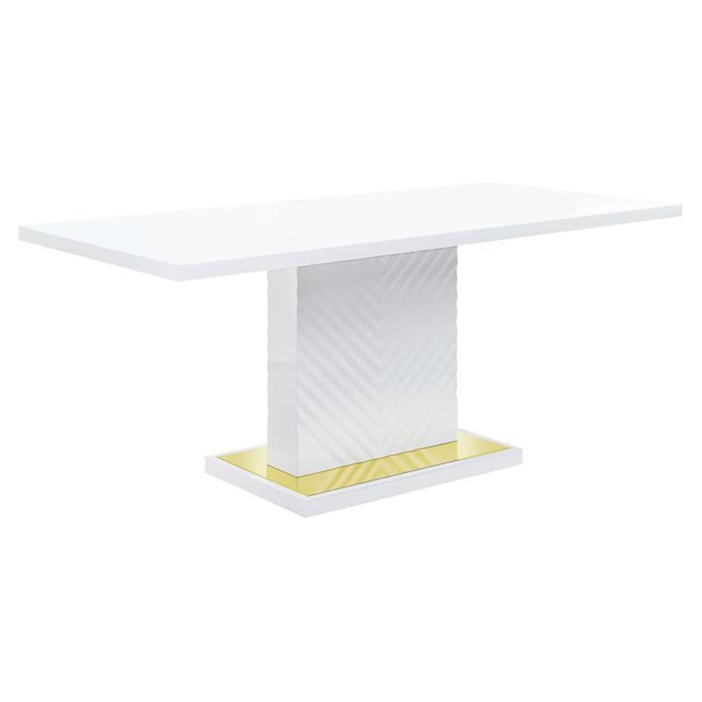 Pemberly Row Wooden Rectangular Top Dining Table in White High Gloss ...