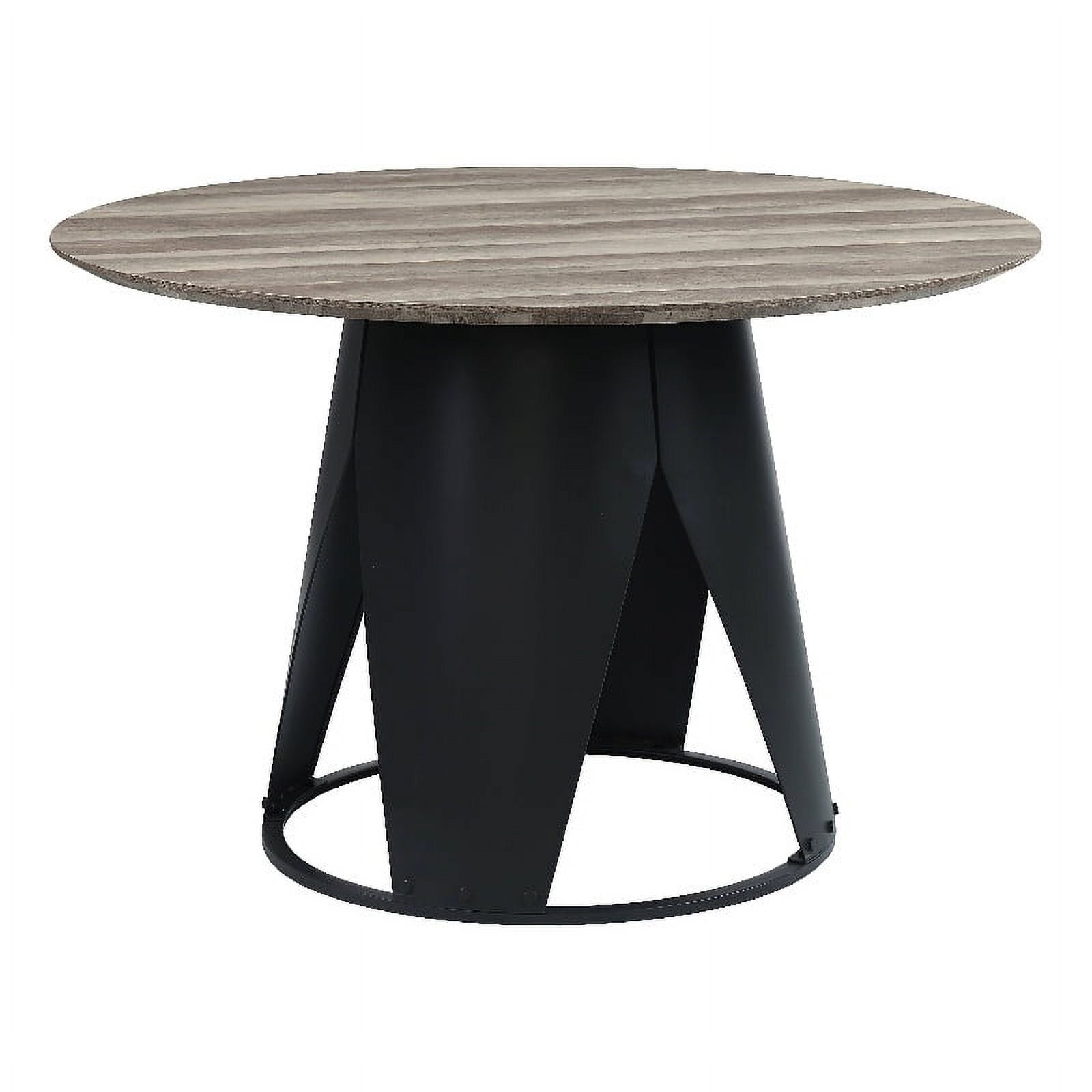 Pemberly Row Wooden Round Top Dining Table in Antique Oak and Black ...