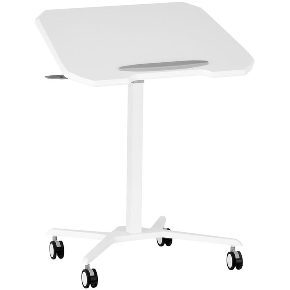 Pemberly Row Wooden Sit to Stand Tiltable Mobile Laptop Stand in White ...