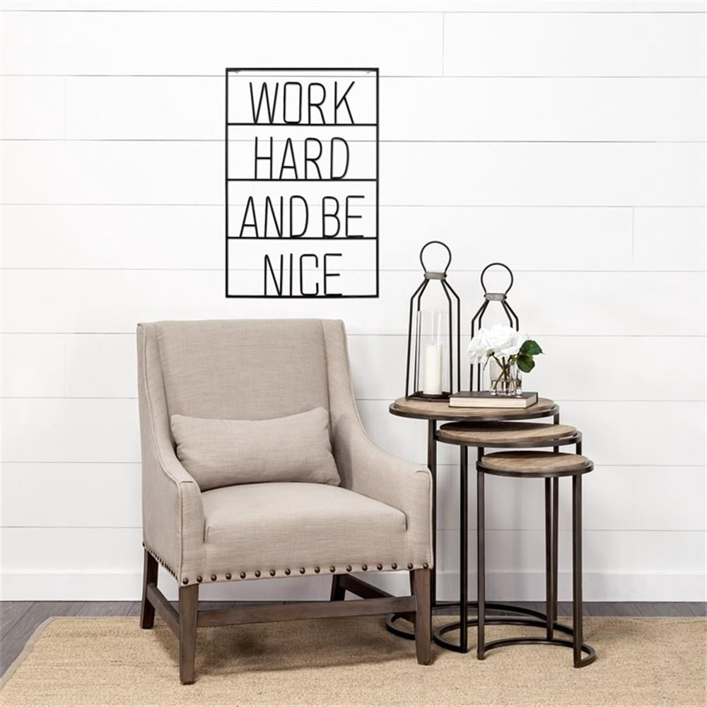 Pemberly Row Work Hard And Be Nice Metal Wall Sign Cut-Out Typography ...