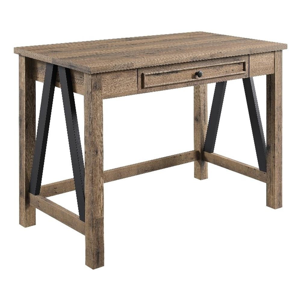 Pemberly Row Writing Desk in Salvage Oak Engineered Wood with Drawer ...