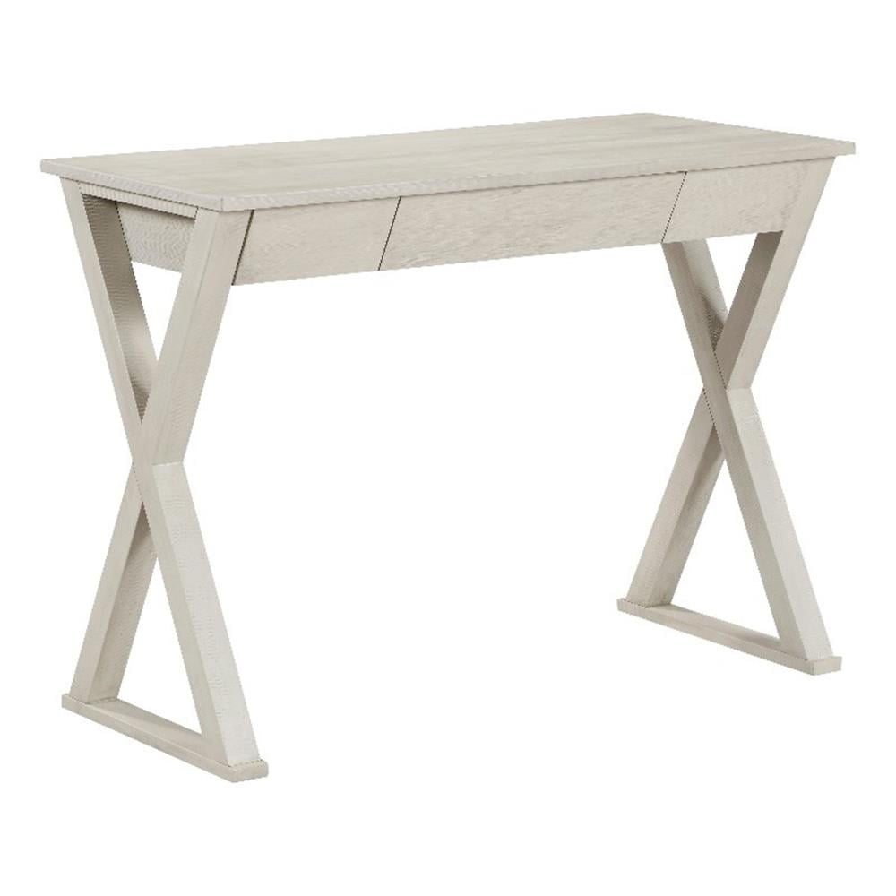 Pemberly Row Writing Desk w/ Drawer in Engineered Wood Weathered White ...