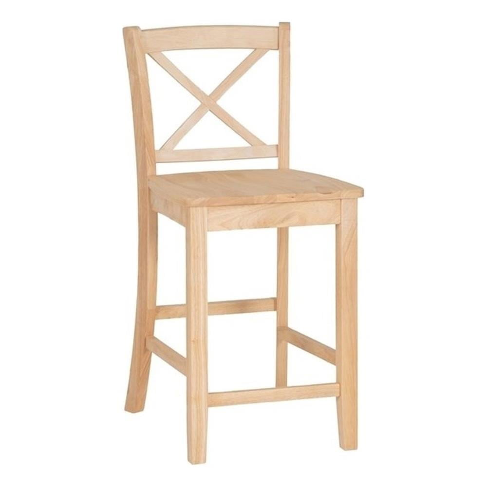 Pemberly Row X-Back Counter Stool in Unfinished Solid Rubberwood ...