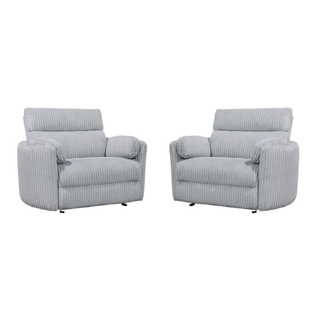 Pemberly Row XL Extra Wide Power Glider Recliner in Mega Gray (Set of 2 ...