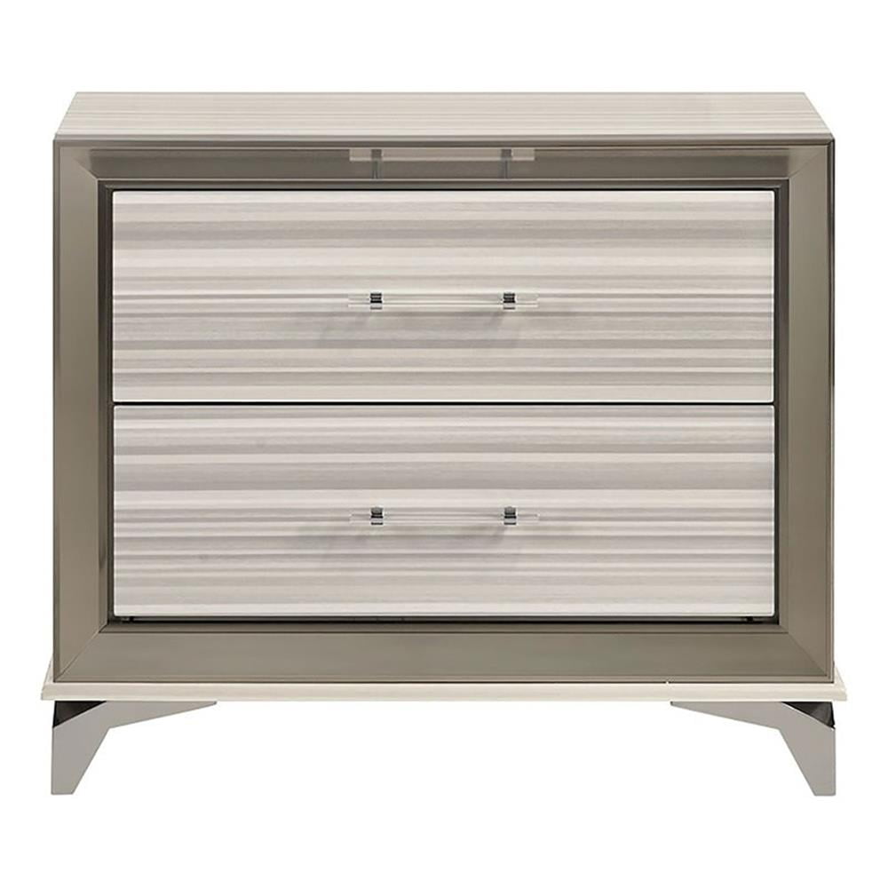 Pemberly Row Zebra White Wood Nightstand with Acrylic Handles - Walmart.com