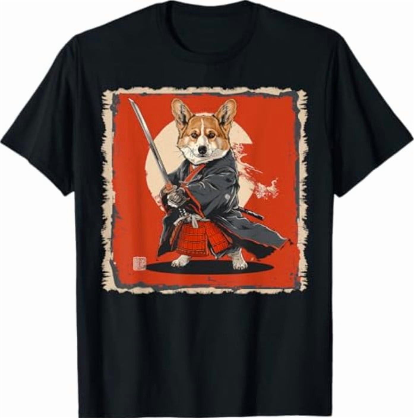 Pembroke Corgi Dog Japanese Samurai Ukiyo-e Art Graphic Shirt - Walmart.com