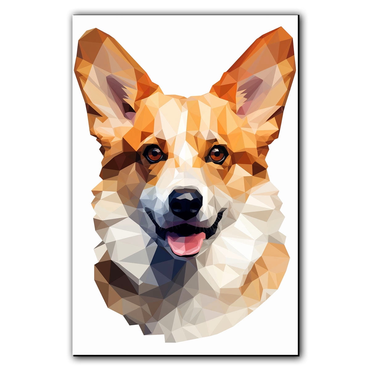 Pembroke Welsh Corgi Dog Art Canvas, Pet Wall, Polygon Art Print on ...