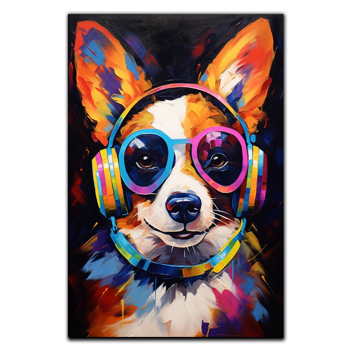 Pembroke Welsh Corgi Dog Art With Headphones Graffiti Art Abstract ...