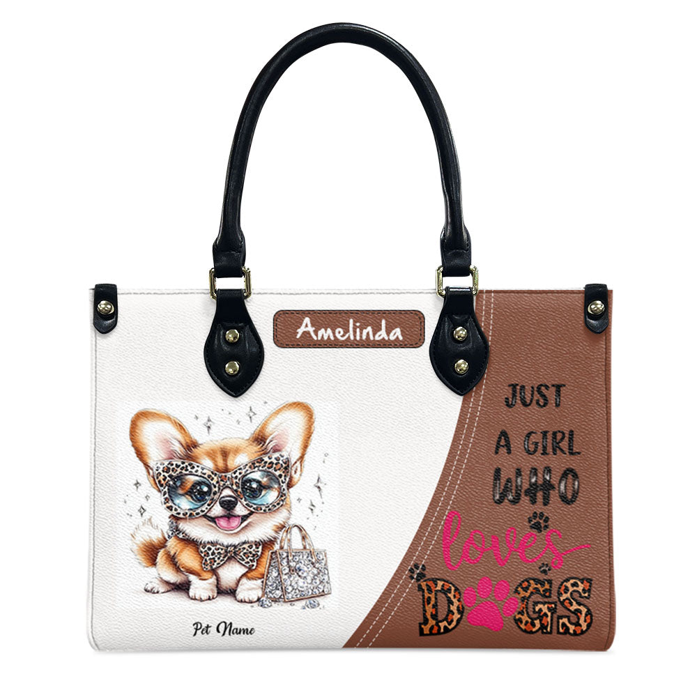 Pembroke Welsh Corgi Dog Bag, Personalized Leather Handbags For Women ...
