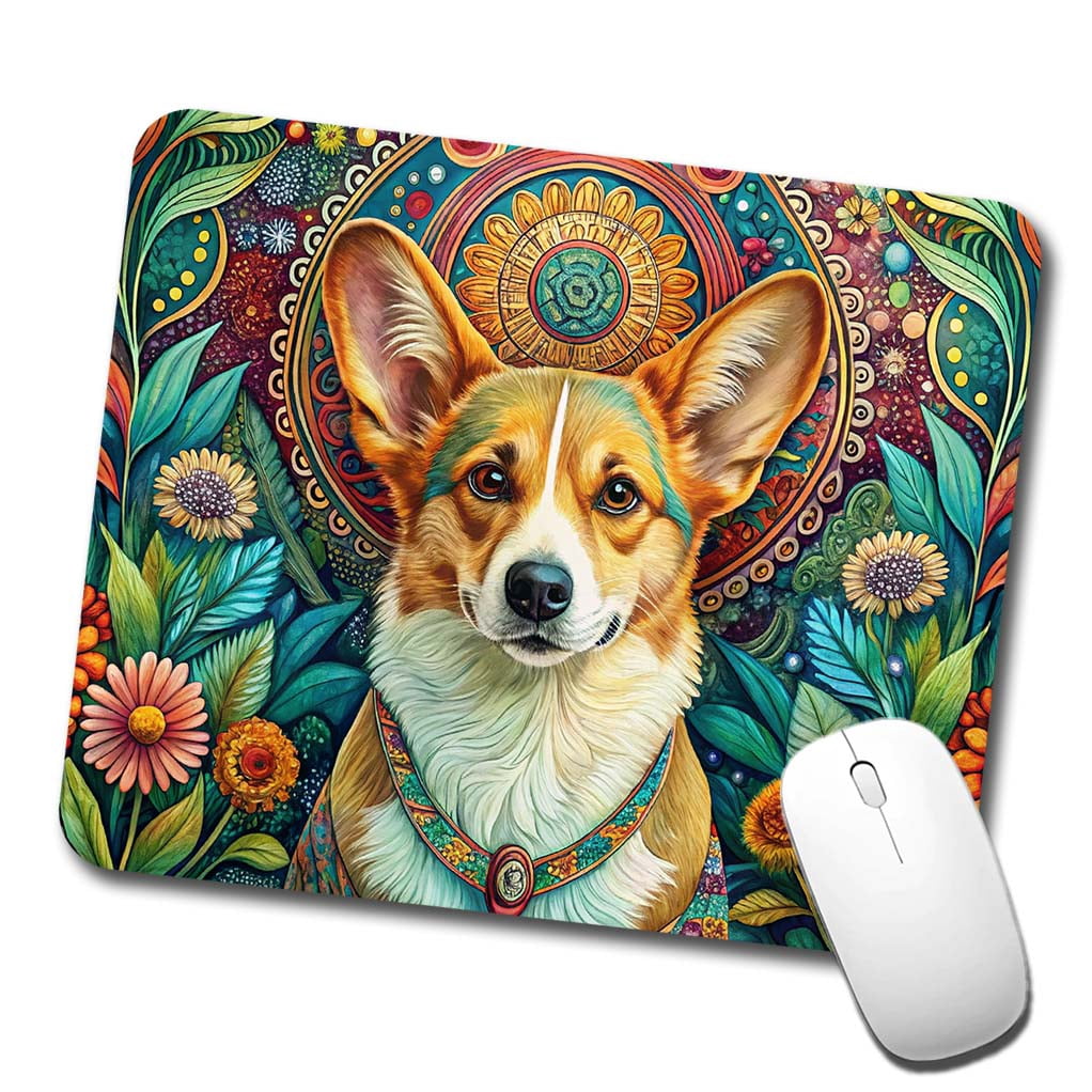 Pembroke Welsh Corgi Dog Bohemian Art Mouse Pad Low Profile Gaming Mat ...