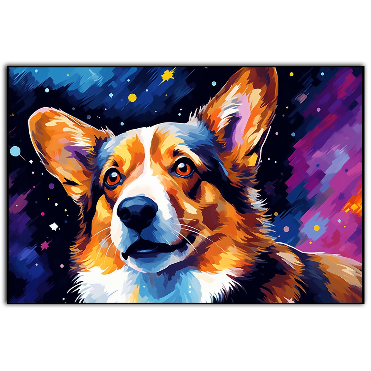 Pembroke Welsh Corgi Dog Canvas Prints of Starry Night Paintings Wall ...
