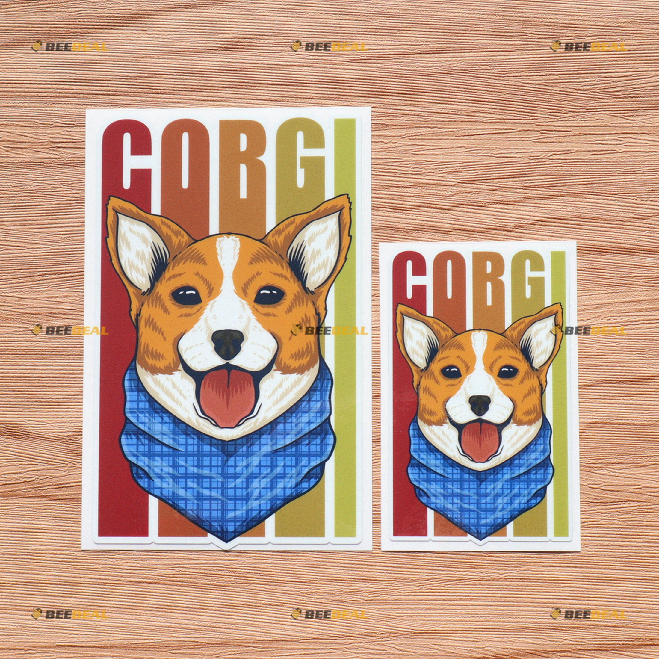 Pembroke Welsh Corgi Dog Head Bandana Vinyl Decal Sticker - 2 Pack ...