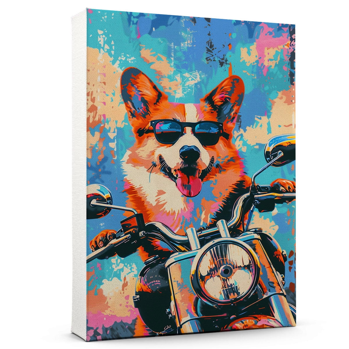 Pembroke Welsh Corgi Dog Riding a motorcycle Poster Unframe, Pembroke ...