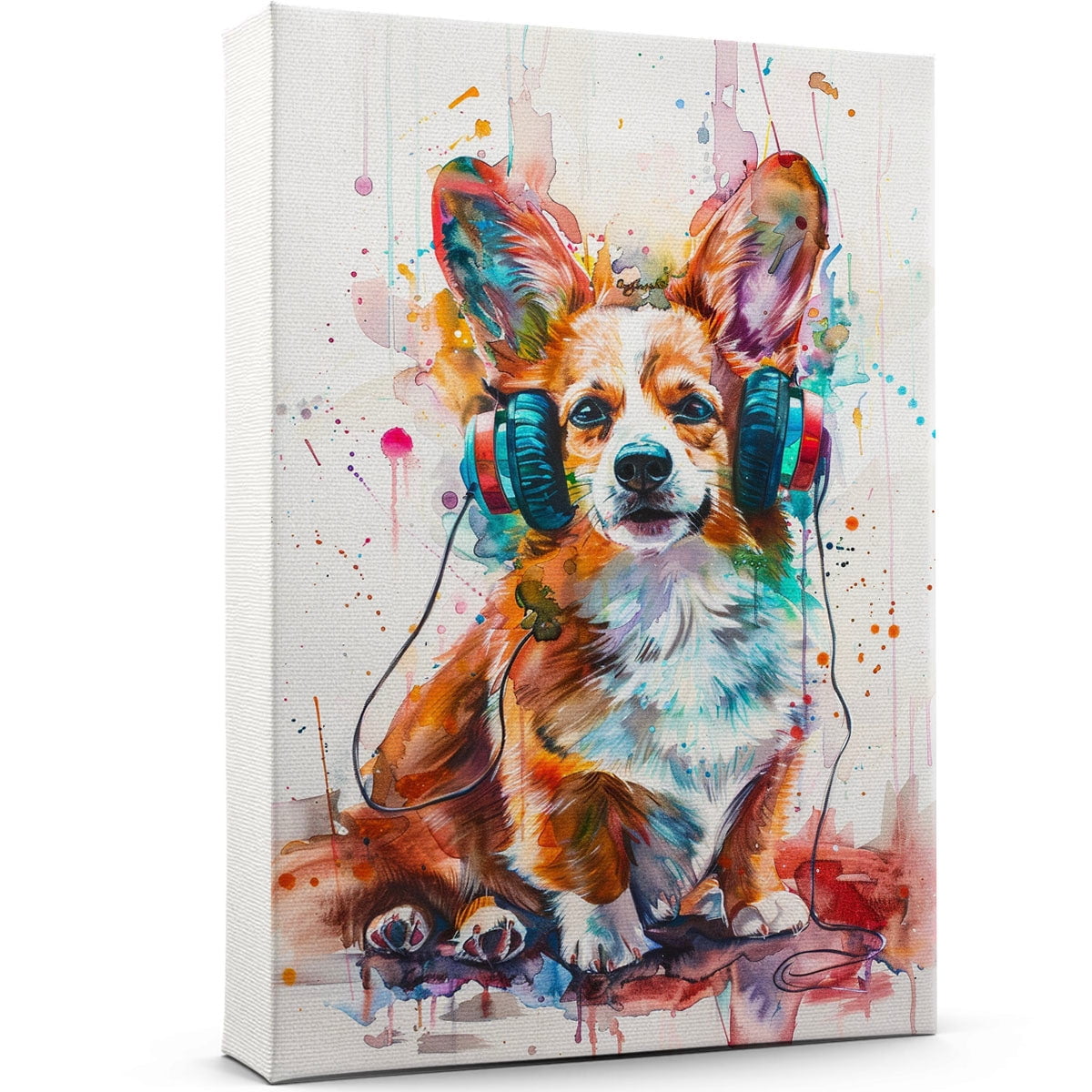 Pembroke Welsh Corgi Headphone Wall Art Dog Wall Poster, Pembroke Welsh ...