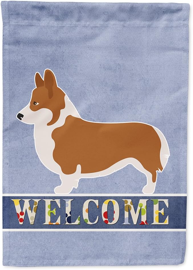 Pembroke Welsh Corgi Welcome House Flag, Blue Large Porch Sleeve Pole ...
