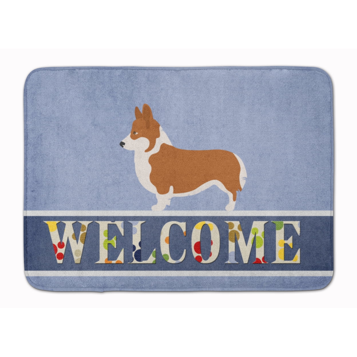 Pembroke Welsh Corgi Welcome Machine Washable Memory Foam Mat Blue ...