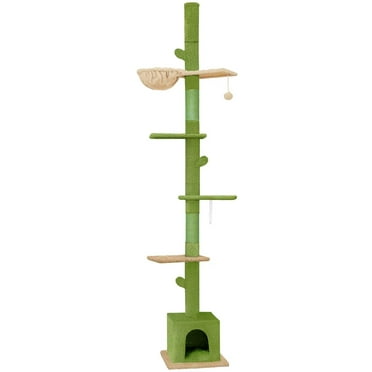 PawHut 4-Tier Floor to Ceiling Cat Tree Height Adjustable 87 - 103 Inch ...