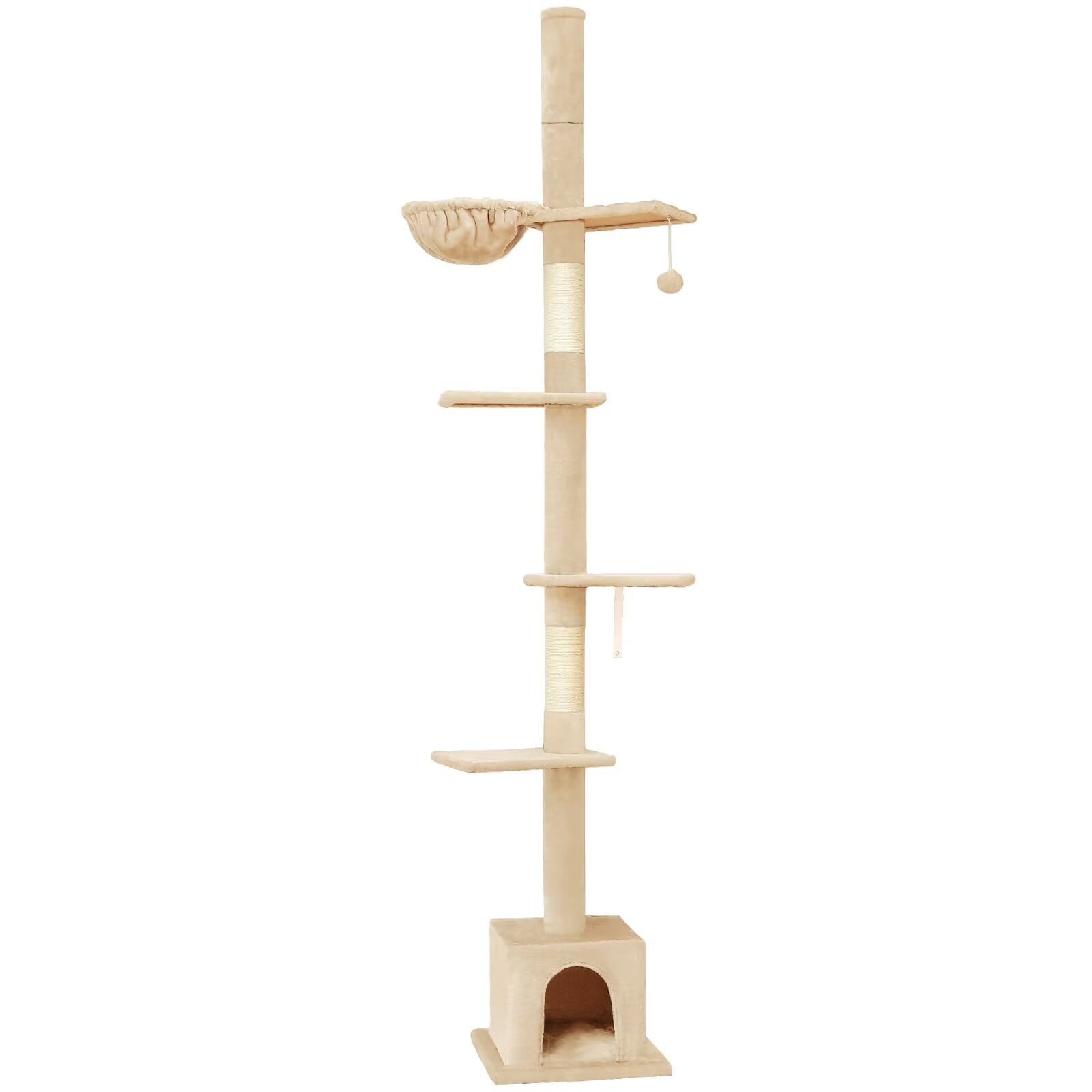 Pempet Floor to Ceiling Cat Tree 5 Tiers Cat Tower Adjustable Height(95 ...