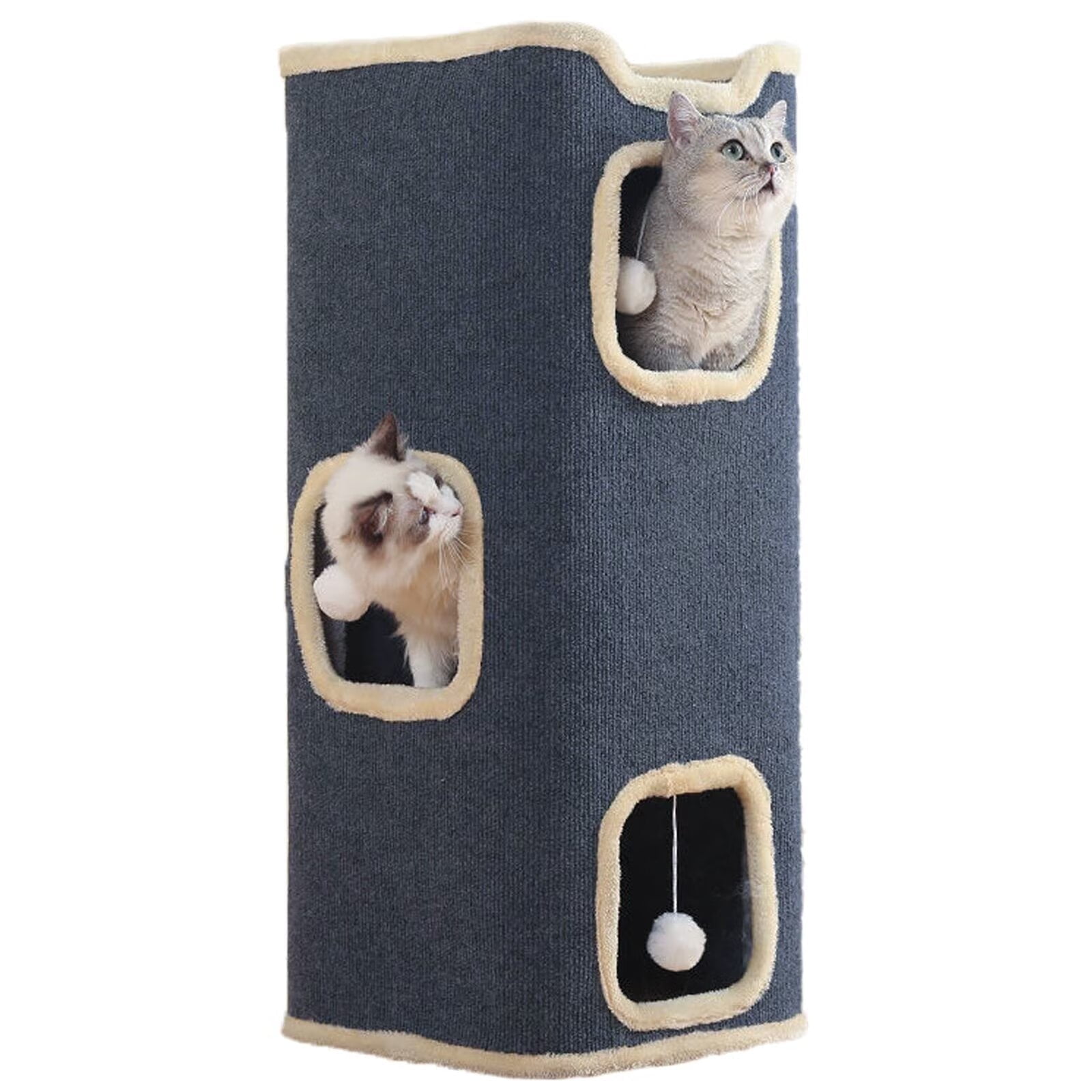 Pempet Three Tier Cat House For Indoor Cat Cave Multi-Level Foldable ...