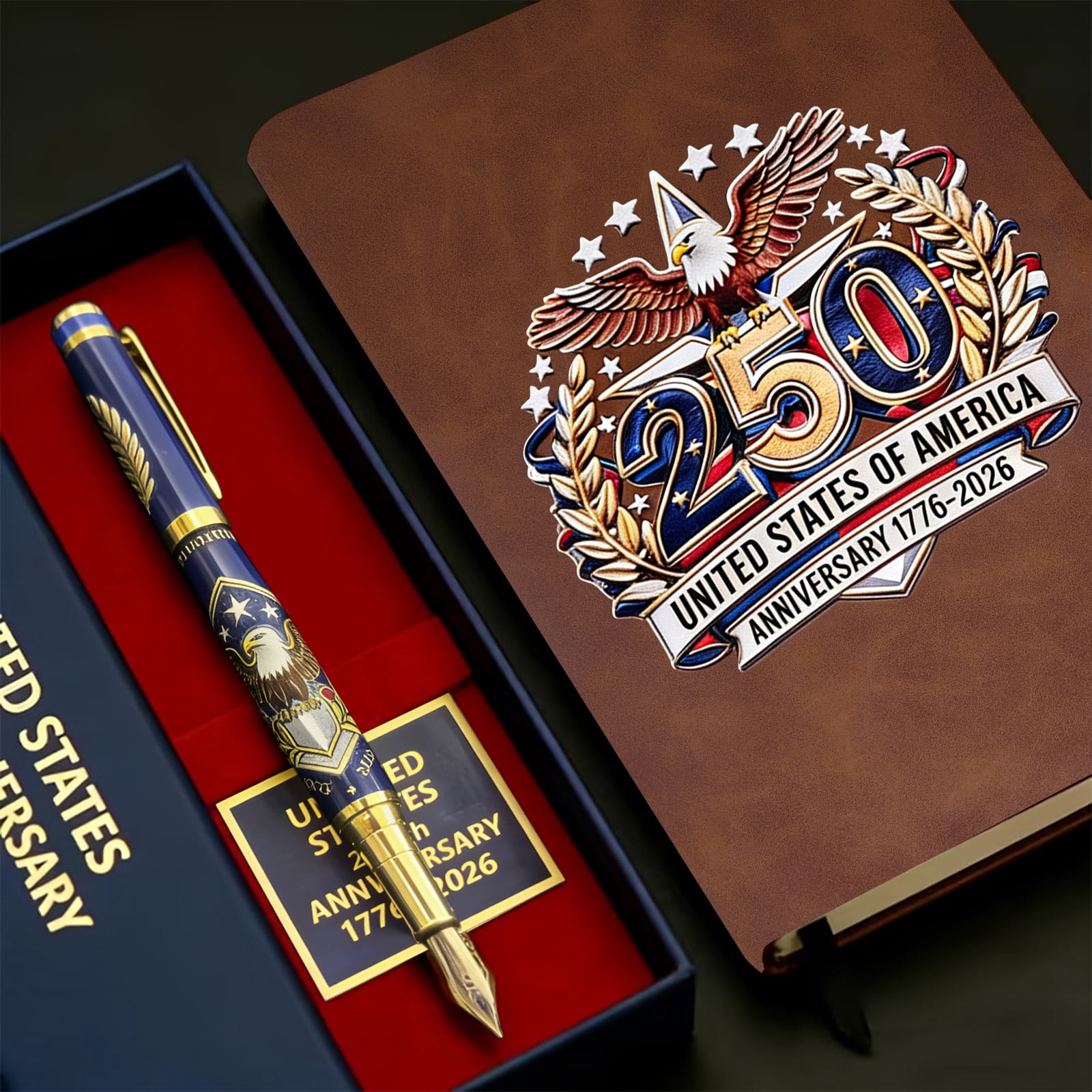 Pen-250Th U.S. Anniversary Pen & Notebook Set,1776-2026 U.S ...