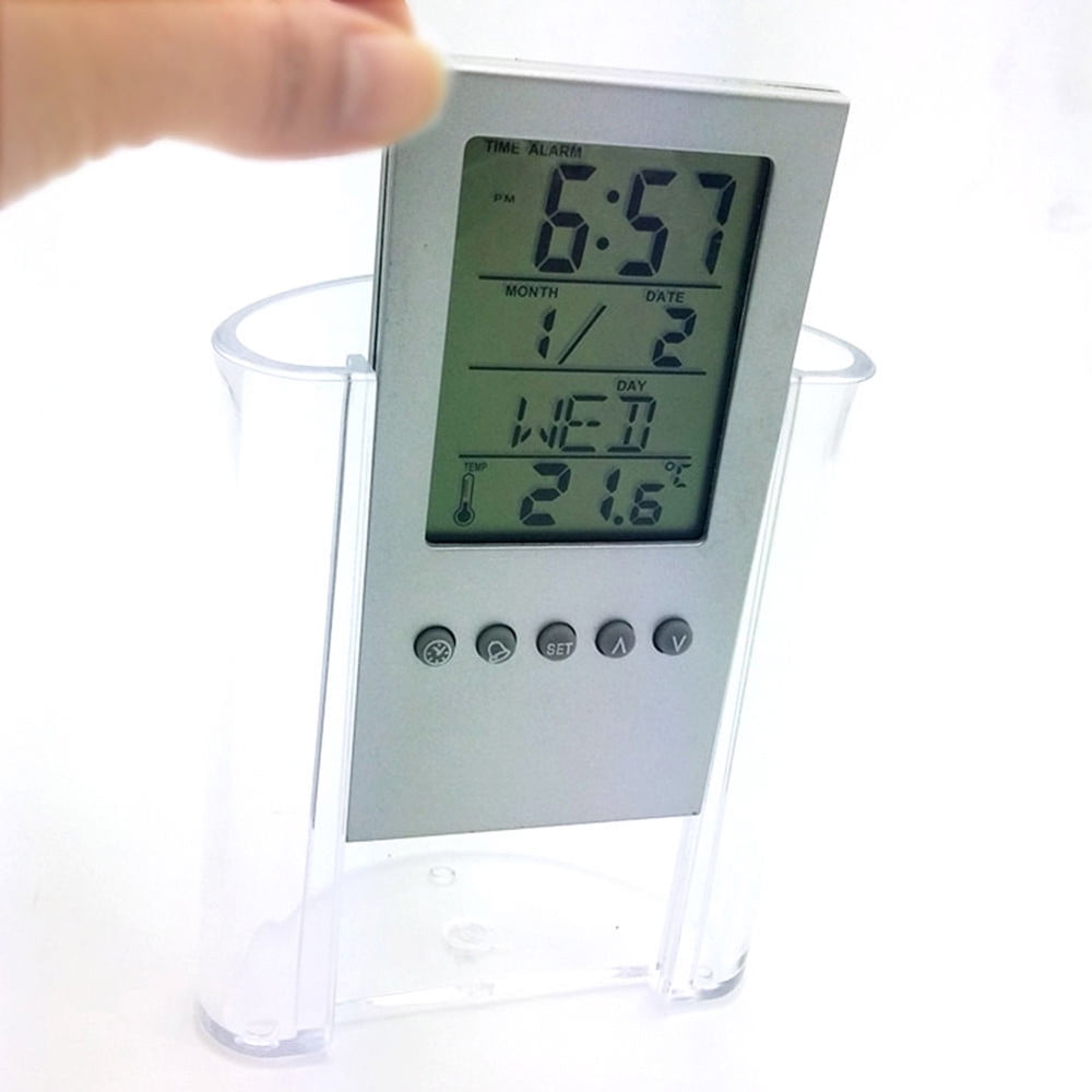 Pen Calendar Desk Holder -Functions LCD Display Alarm Clock Stationery ...