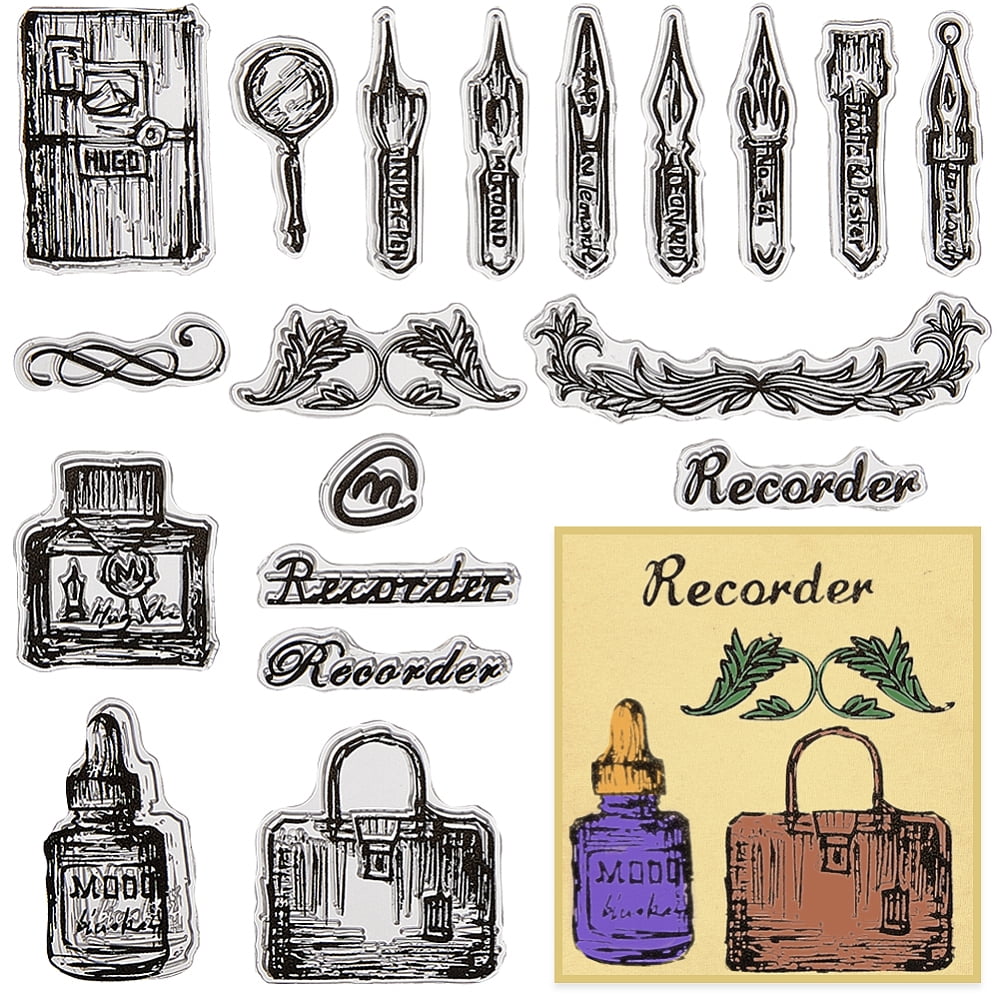 Pen Clear Stamps Vintage Transparent Rubber Stamps Ink Reusable ...