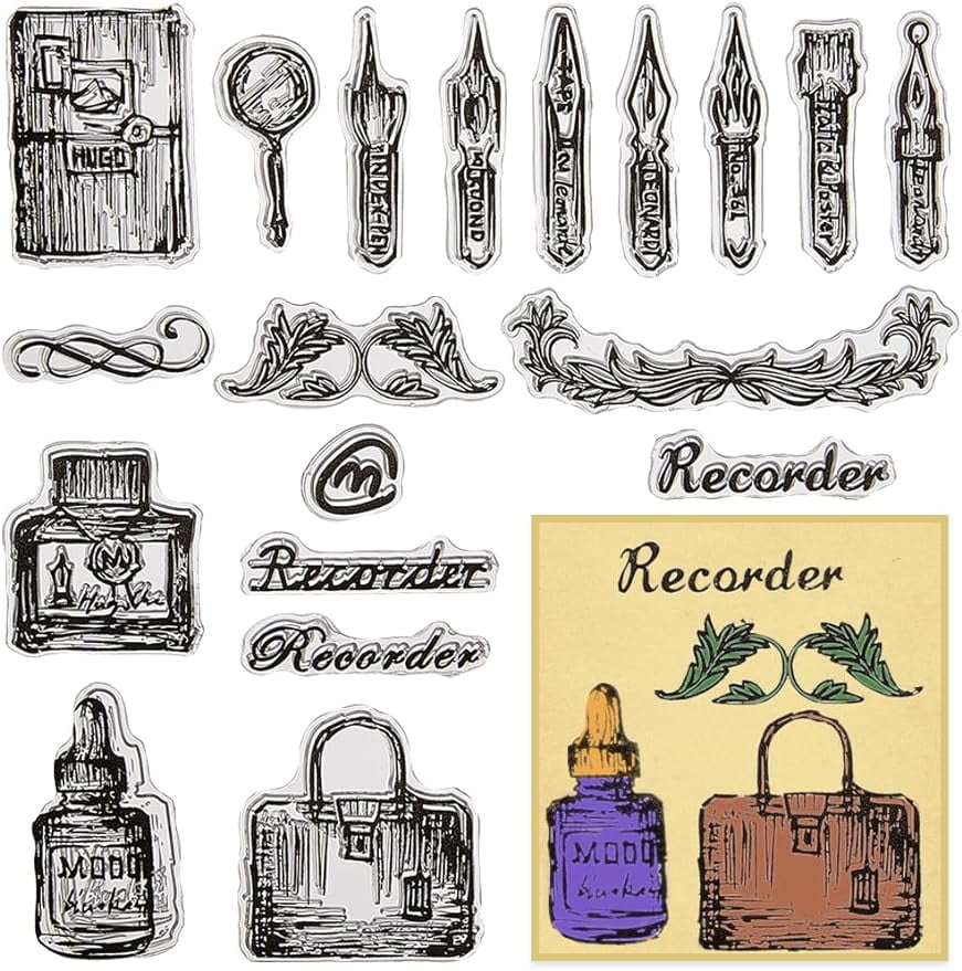 Pen Clear Stamps Vintage Transparent Rubber Stamps Ink Reusable ...