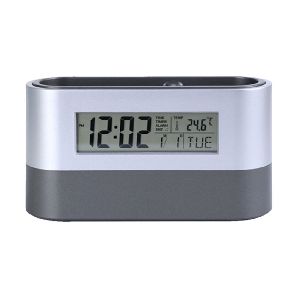 Pen Container Clock Temperature Time Date Display Wireless Alarm Clock ...