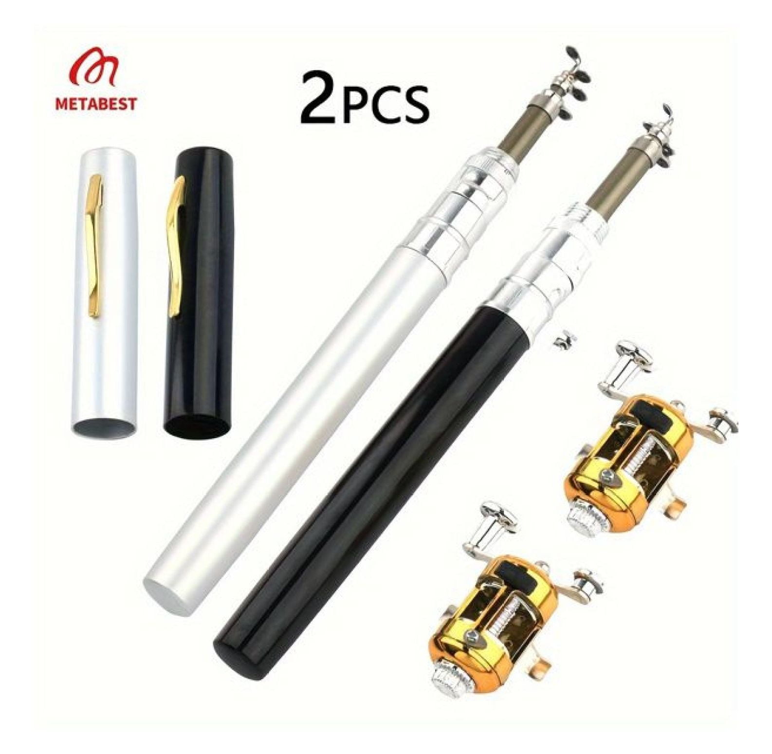 Pen Fishing Rod Set of 2 - Portable Pocket Fishing Pole Kit for Travel ...