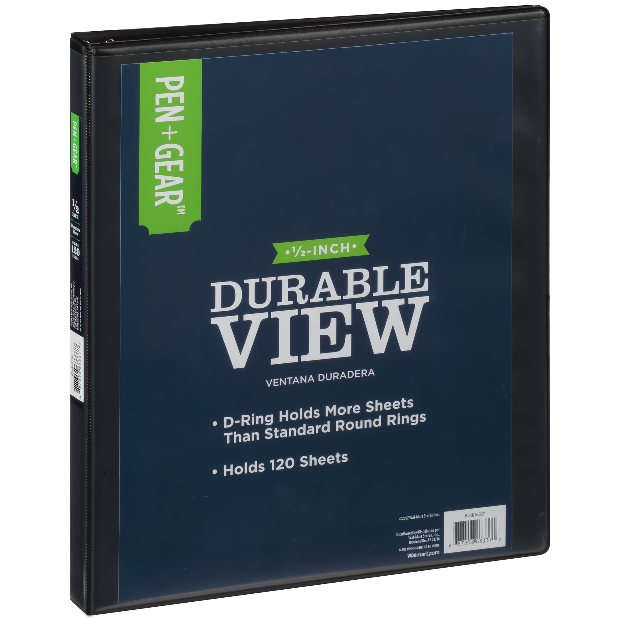 Pen+Gear Black 0.5-inch Durable View Binder, Slant Ring, 3-Ring ...