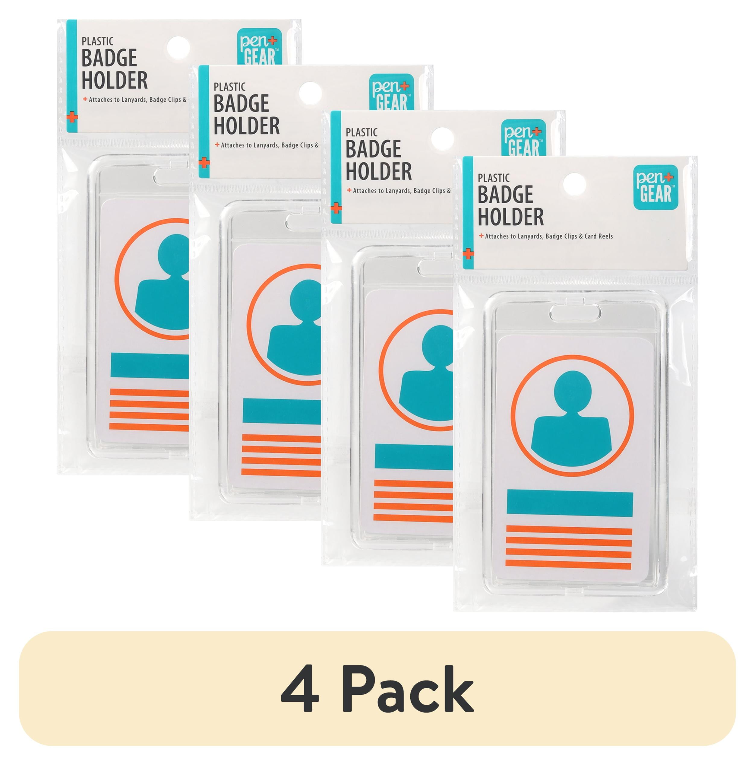 (4 pack) Pen+Gear 1 Pack Plastic Badge Holders, Clear ID Card Holders ...