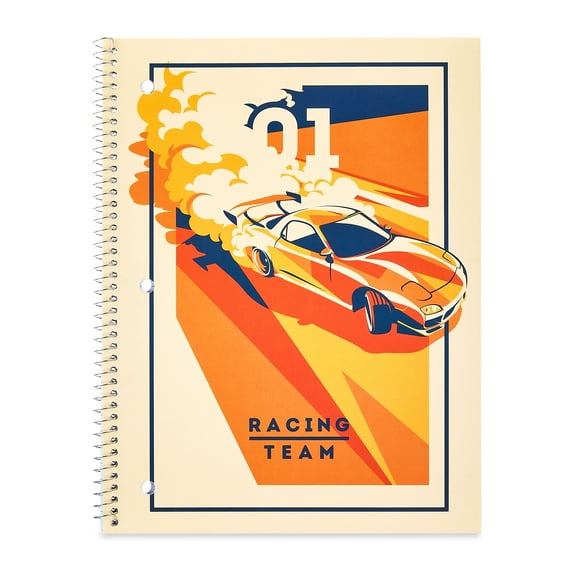Pen+Gear 1 Subject Notebook, Wide Ruled, 8" x 10.5", Multicolor Racing ...