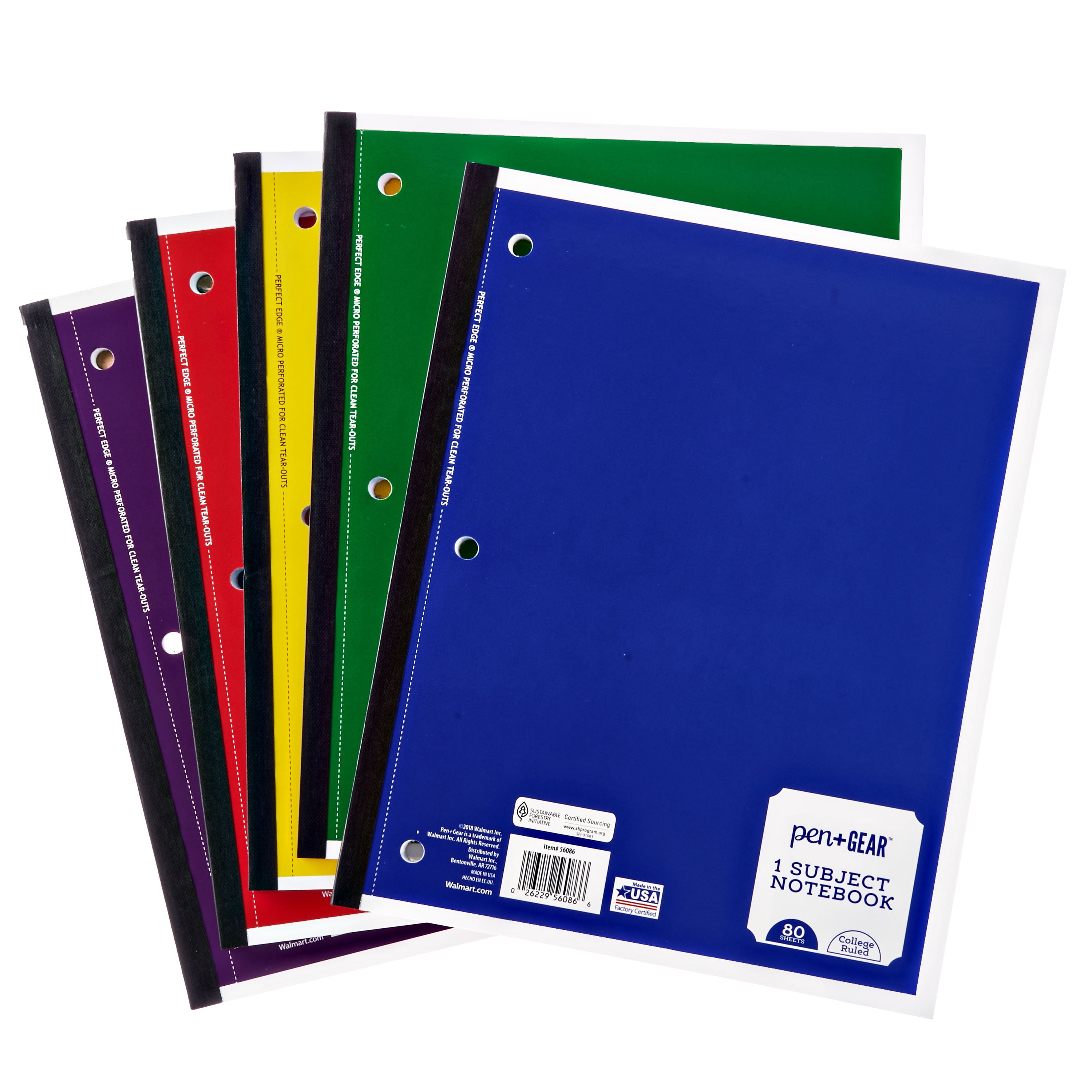 Pen + Gear 1-Subject Wireless Notebook, College Ruled, 80 Sheets ...
