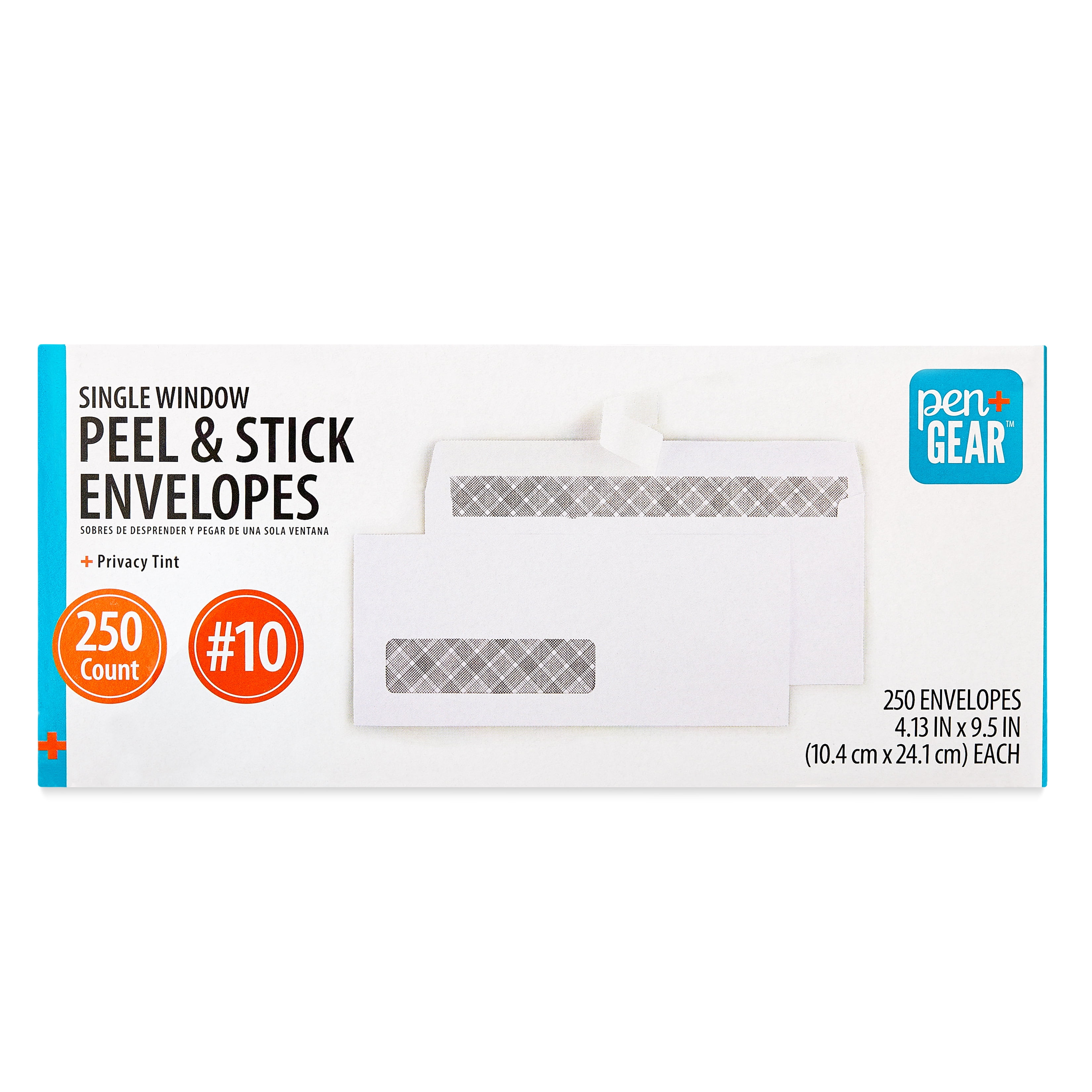 Pen+Gear #10 Single Window Peel and Stick Envelopes, White, 4.13 in x 9 ...