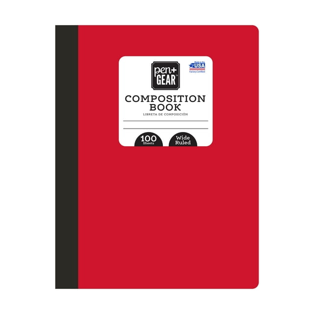 Pen+Gear 100 Sheets Red Composition Book, Wide Ruled, 9.75" x 7.5 ...