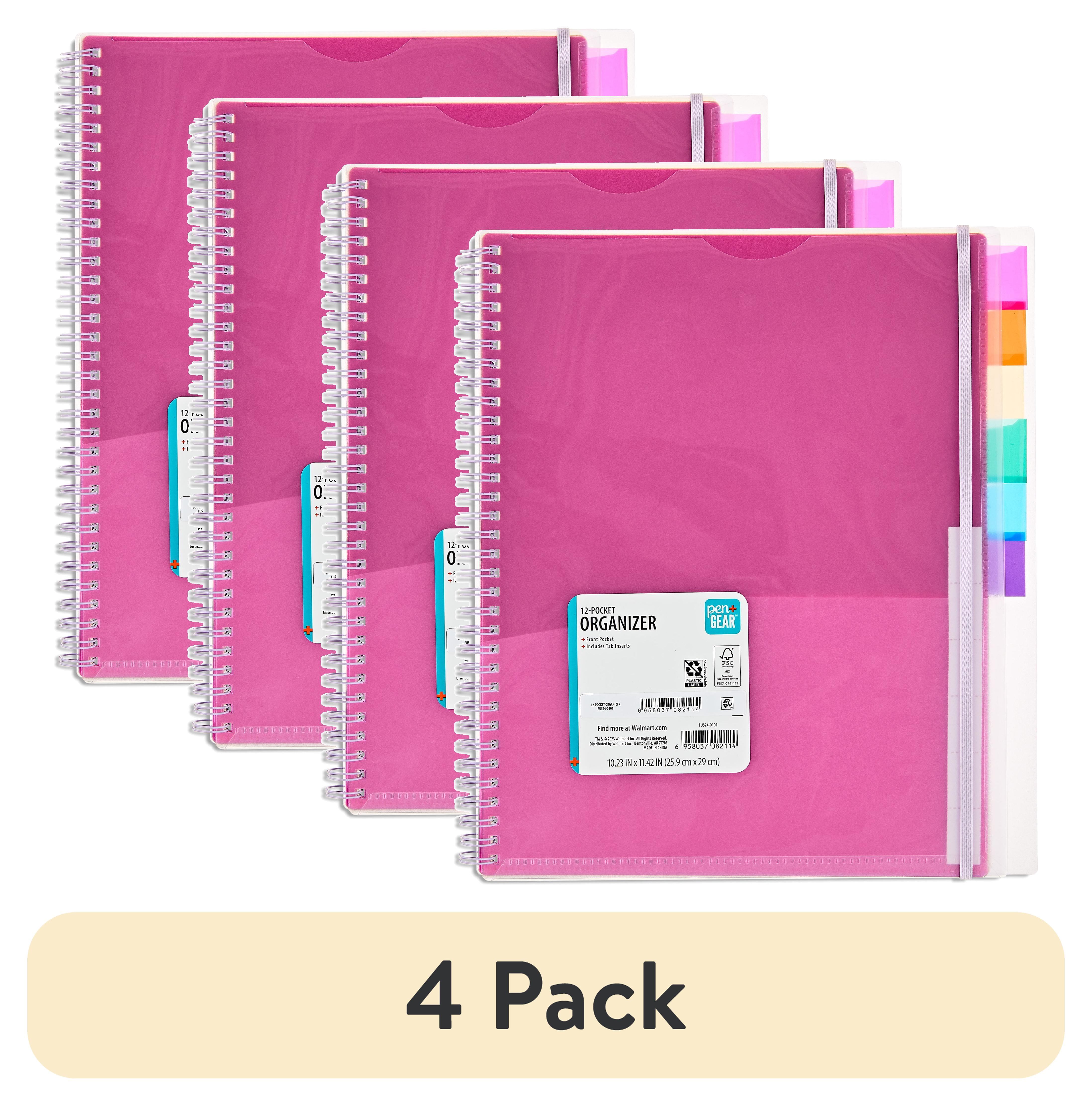 (4 pack) Pen+Gear 12-Pocket Poly Organizer, Multi-Color, New ...