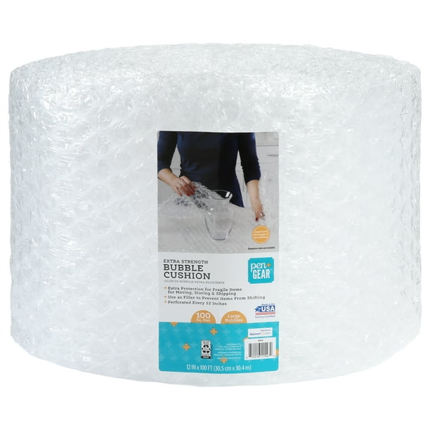 Pen + Gear 12 in. x 100 ft. Large Bubble Cushion, Clear, Plastic, 1 ...