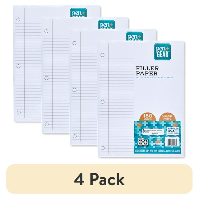 Find Your Perfect (4 pack) Pen+Gear 150ct Filler Paper College Ruled ...