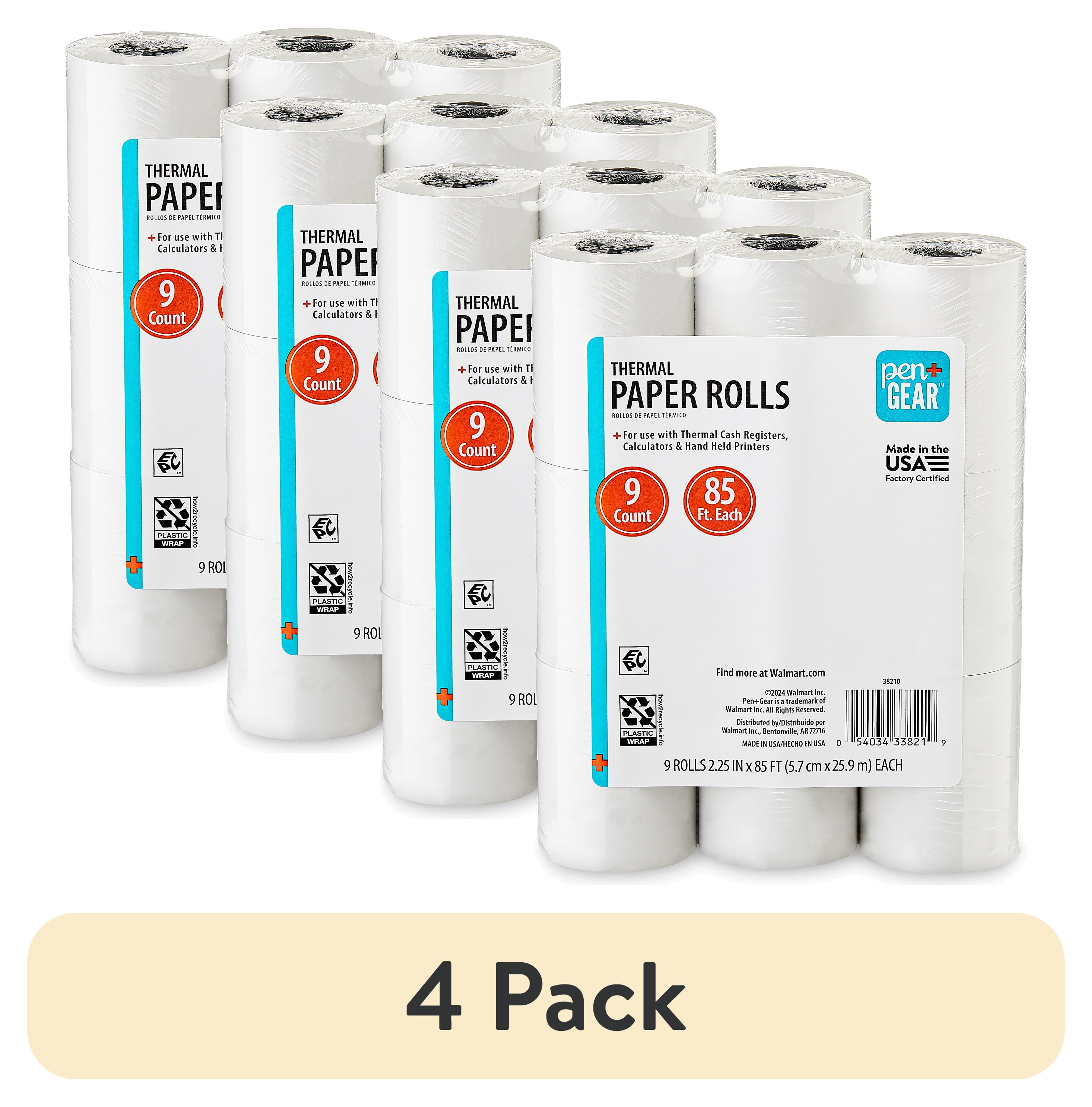 (4 pack) Pen+Gear 2.25" x 85' Thermal Paper Rolls, 9 Pack - Walmart.com