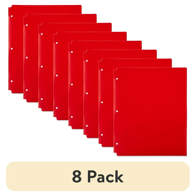(8 pack) Pen+Gear 2 Pocket, Poly Folder, Red - Walmart.com