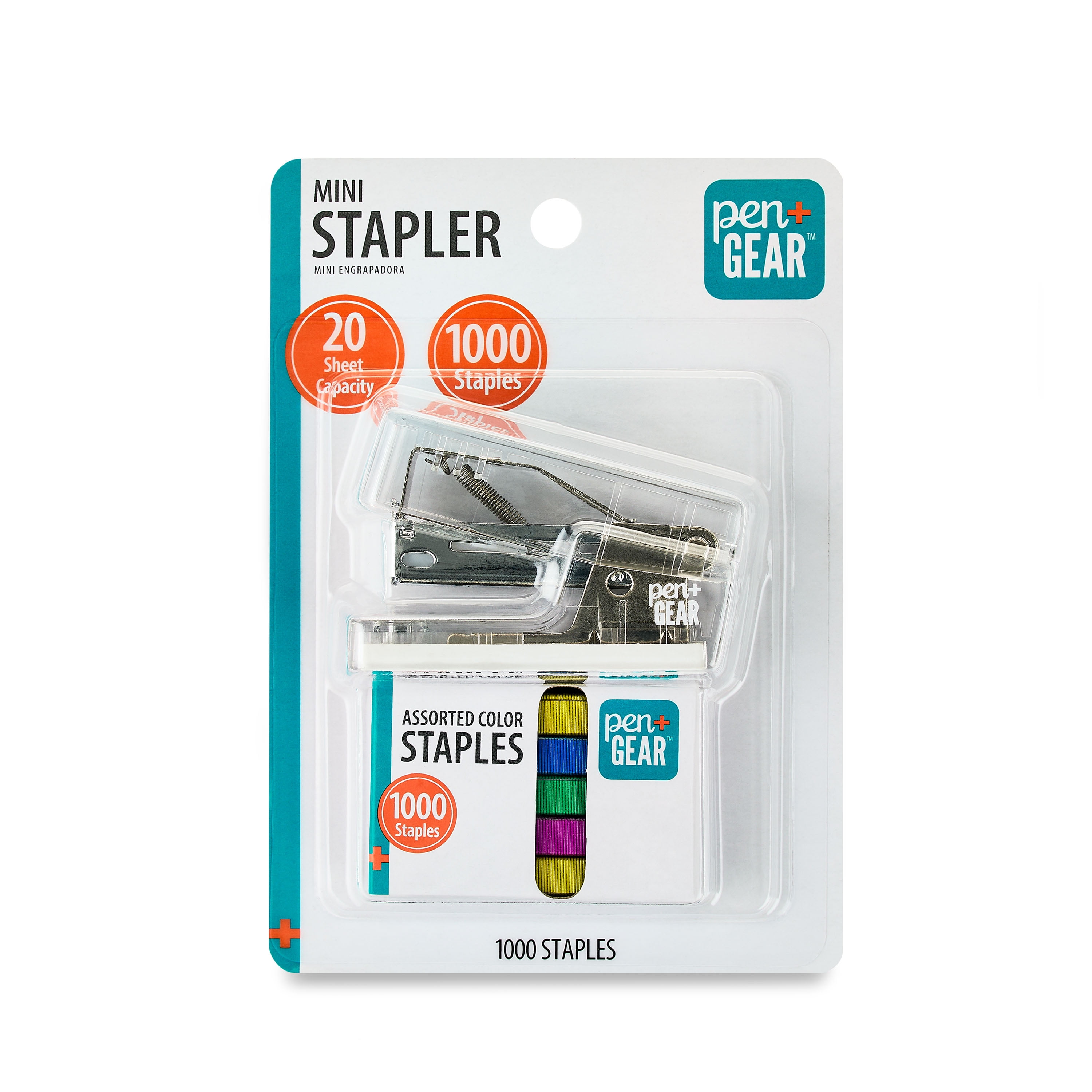 Pen+Gear Mini Stapler 20-Sheet Capacity with 1000 Staples, Clear Office ...