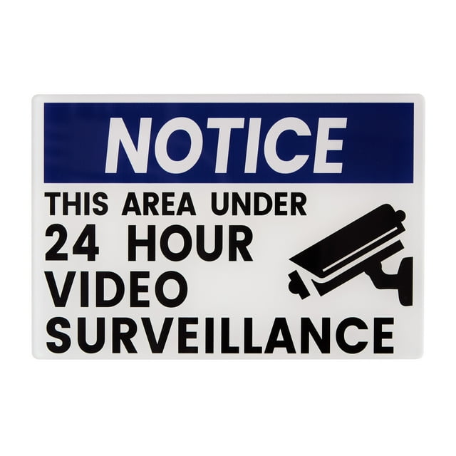 Pen+Gear 24 Hour Video Surveillance Sign, 4x6 inches- White, Weather ...