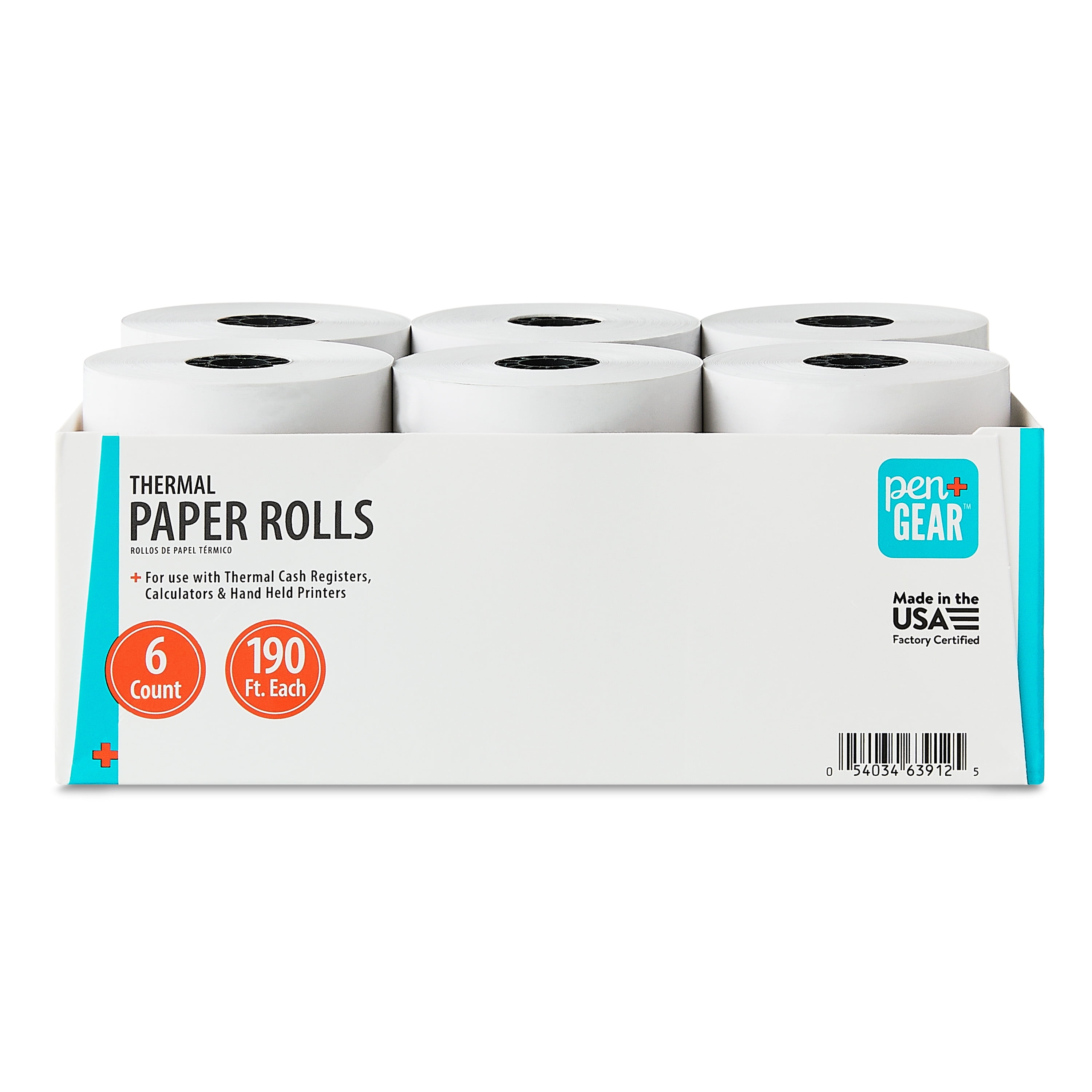 Pen+Gear 3-1/8" x 190' BPA Free Thermal Receipt Paper Roll, 6 Count ...
