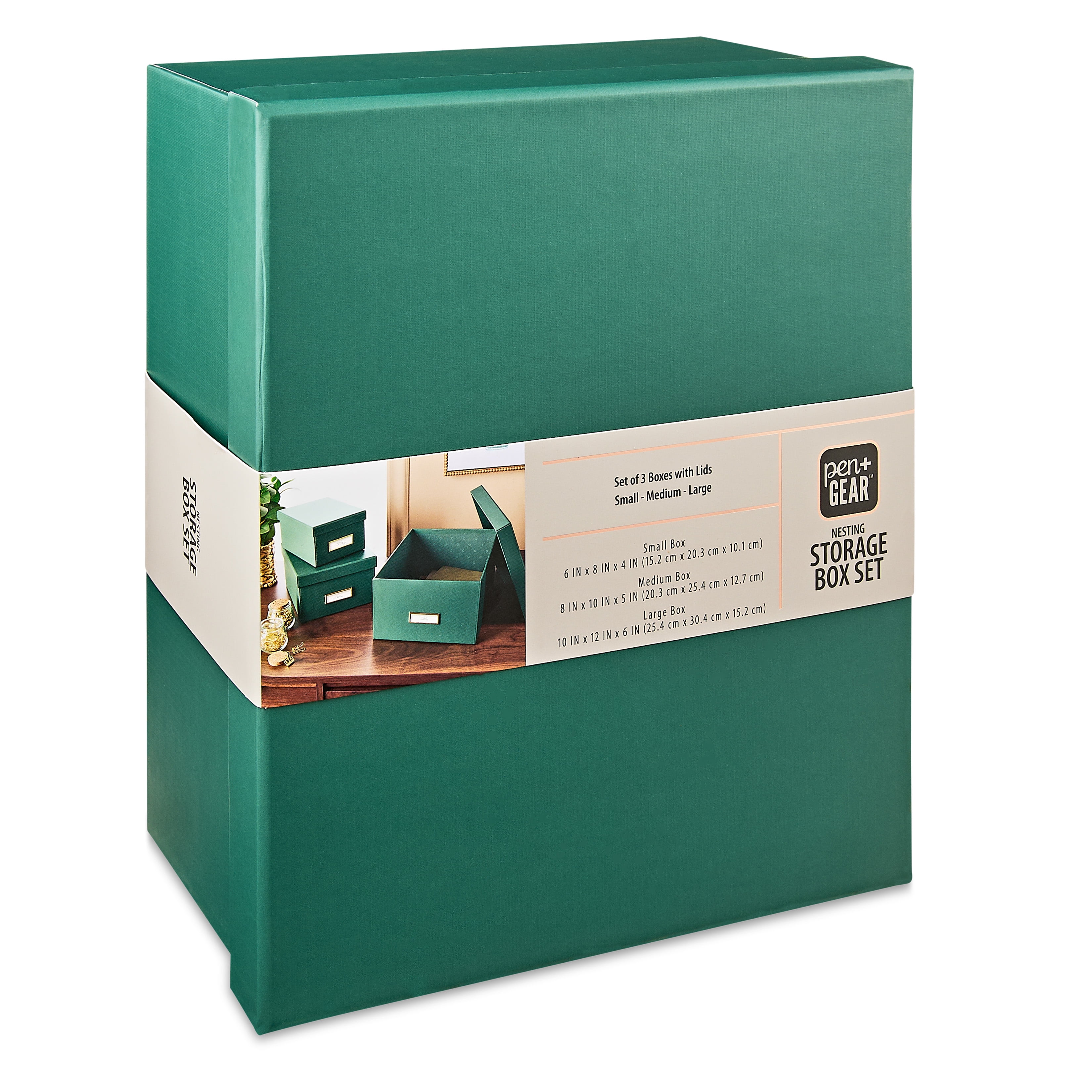 Pen+Gear 3-Piece Nesting Storage Box Set, Green Emerald - Walmart.com