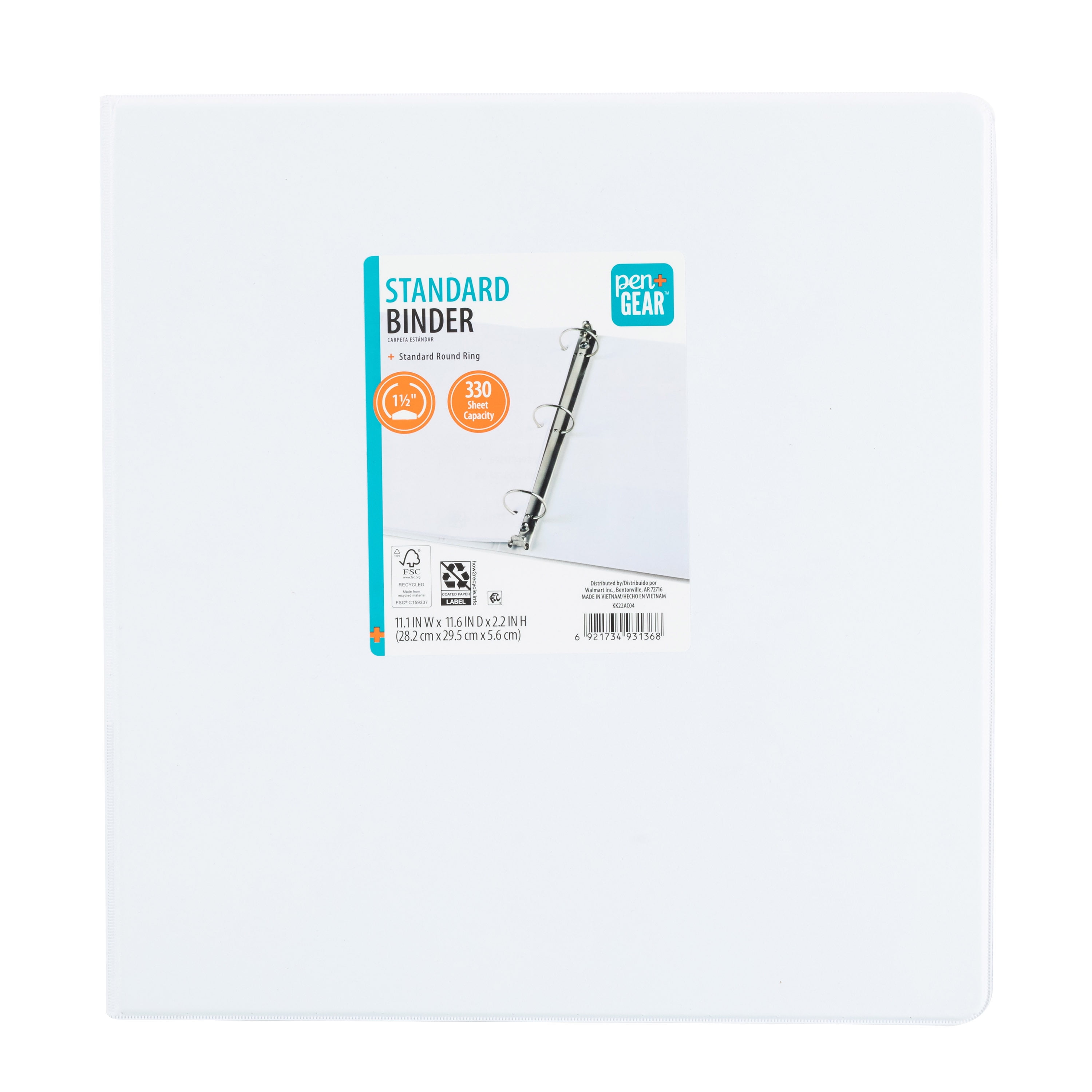 Pen+Gear White 1.5 Inch O-Ring Economy Binder, 275 Sheet Capacity ...
