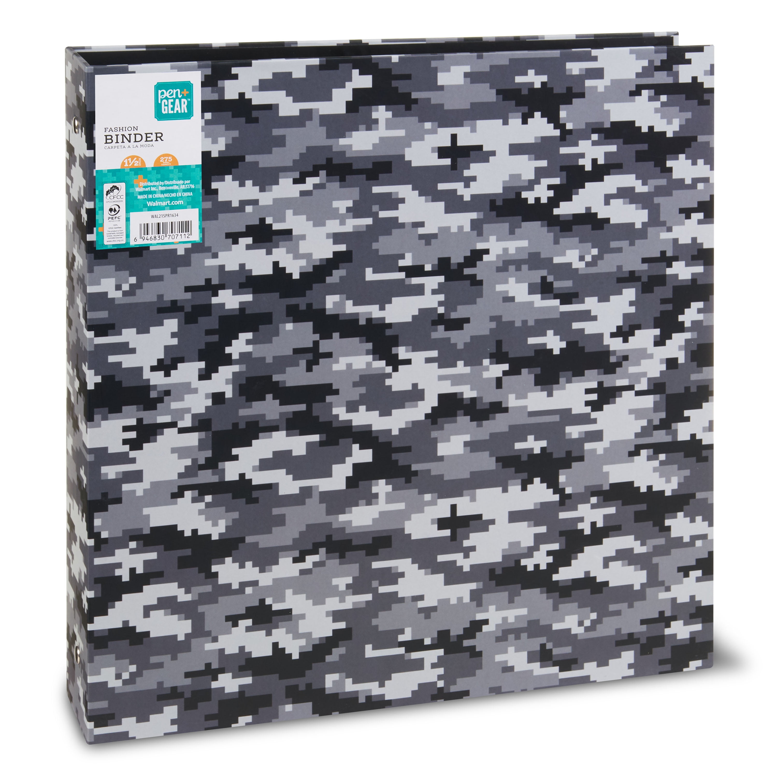 Pen + Gear 3-Ring Fashion Binder, 1.5" Round Ring, Gray Camo - Walmart.com