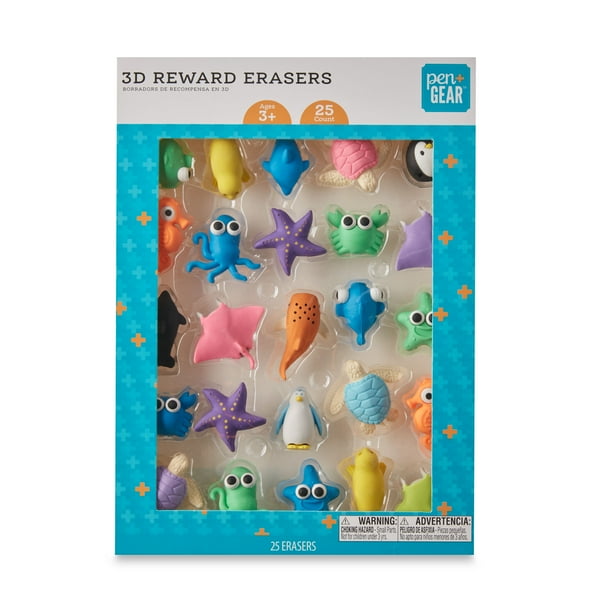 Pen+Gear 3D Reward Erasers, Sea Creatures, 25 Count, Multicolor ...