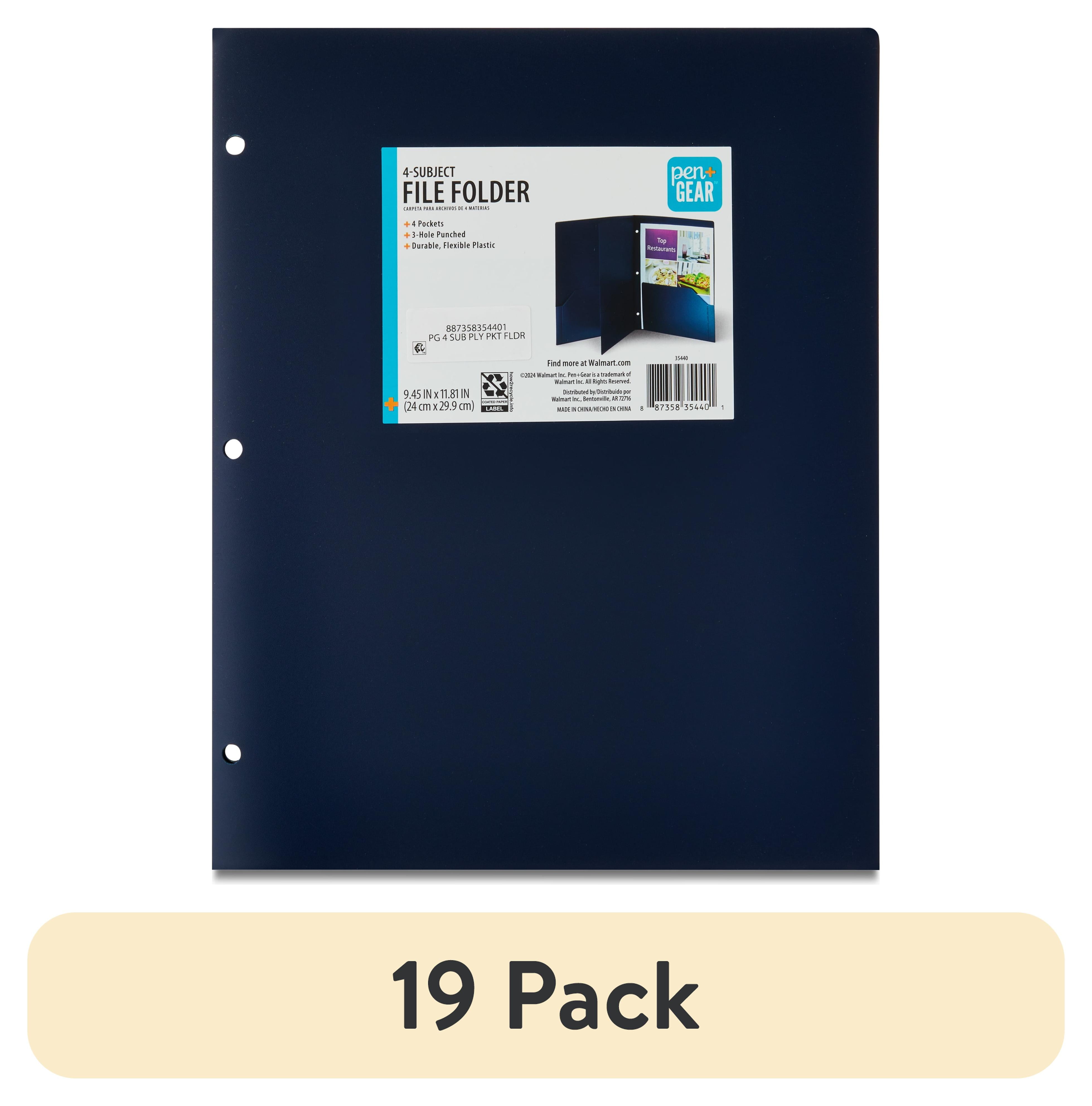 (19 pack) Pen+Gear 4 Subject Pocket Plastic File Folder, 3-Hole Punched ...